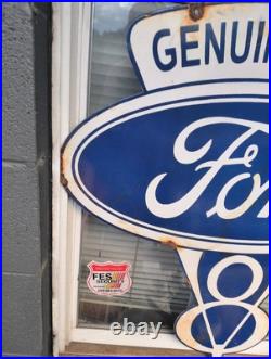 Vintage Ford Porcelain Sign Old V8 Car Truck Service Automobile Sales ...
