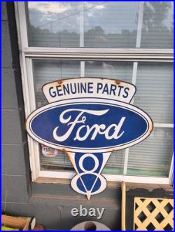 Vintage Ford Porcelain Sign Old V8 Car Truck Service Automobile Sales ...